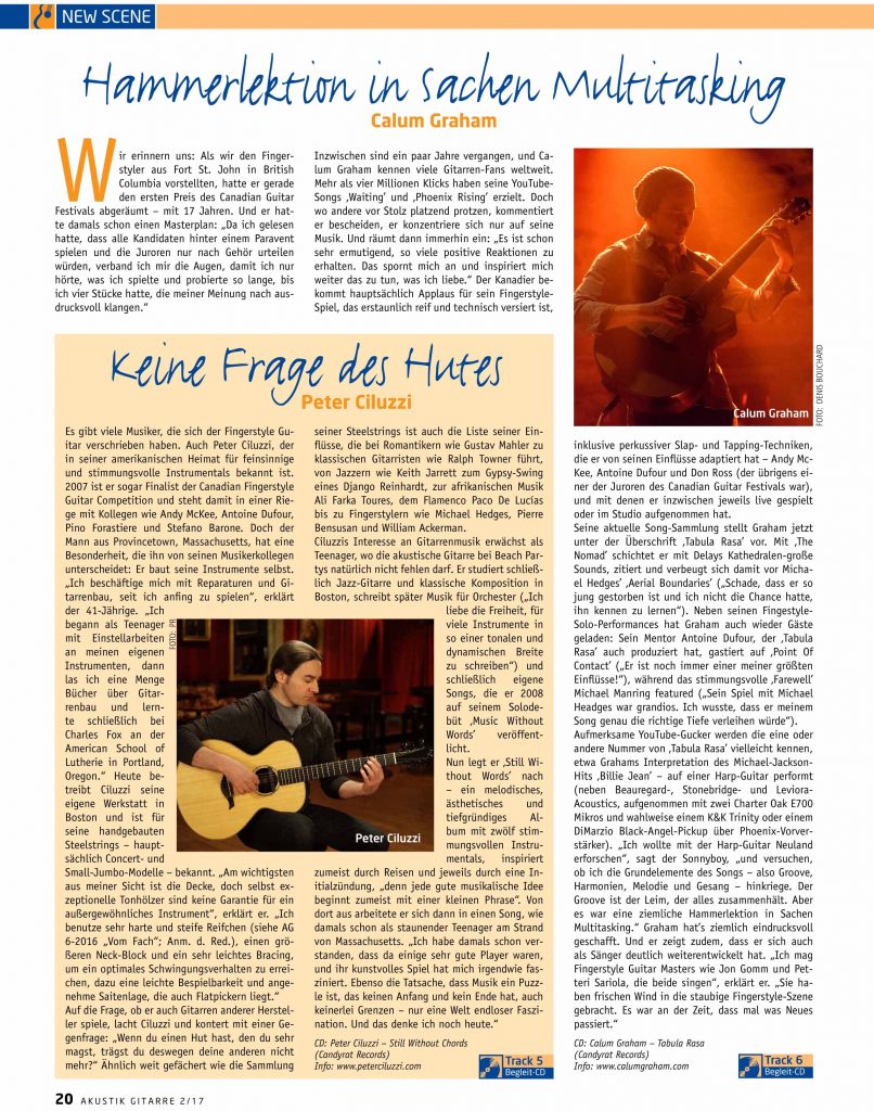 Peter Interviewed in Germany’s Akustik Gitarre Magazine – Peter Ciluzzi, Guitarist & Composer